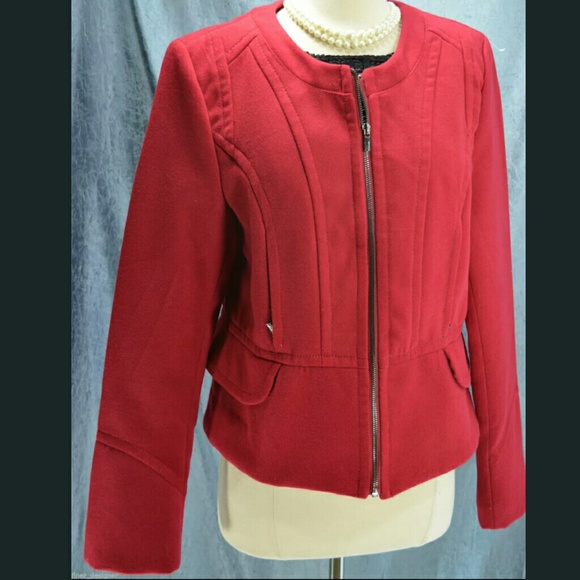 Express | Jackets & Coats | New Express Red Wool Peplum Blazer Moto ...